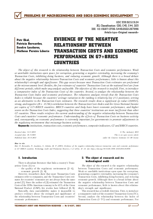 (PDF) Evidence of the negative relationship between transaction costs ...