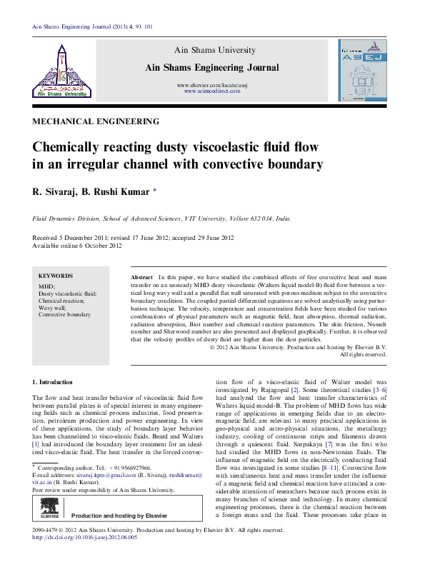 (PDF) Chemically reacting dusty viscoelastic fluid flow in an irregular channel with convective ...