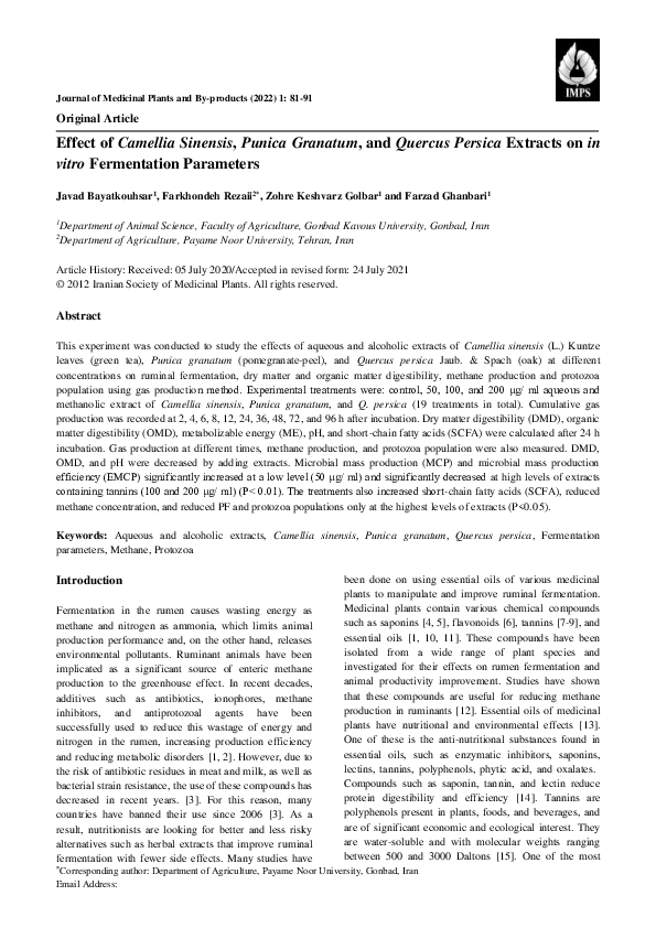 (PDF) Effect of Camellia sinensis, Punica granatum Peel, and Quercus ...