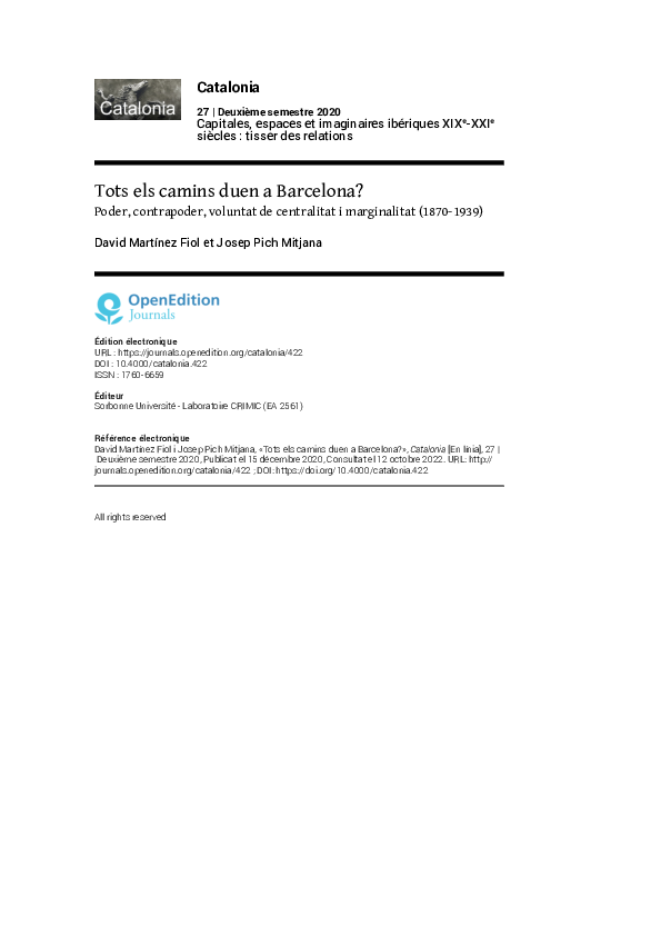 (PDF) Tots els camins duen a Barcelona?
