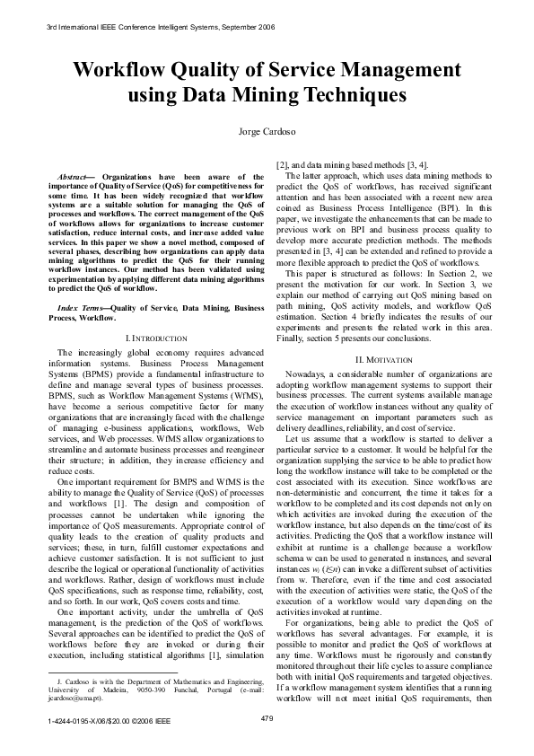 (PDF) Workflow quality of service management using data mining techniques