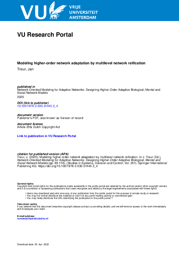 (PDF) Modeling Higher-Order Network Adaptation by Multilevel Network Reification
