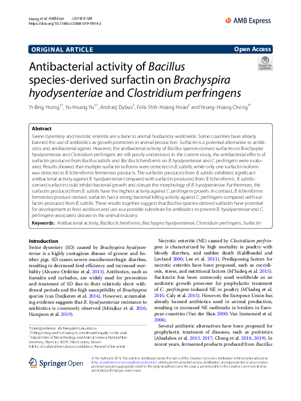 (PDF) Antibacterial activity of Bacillus species-derived surfactin on ...