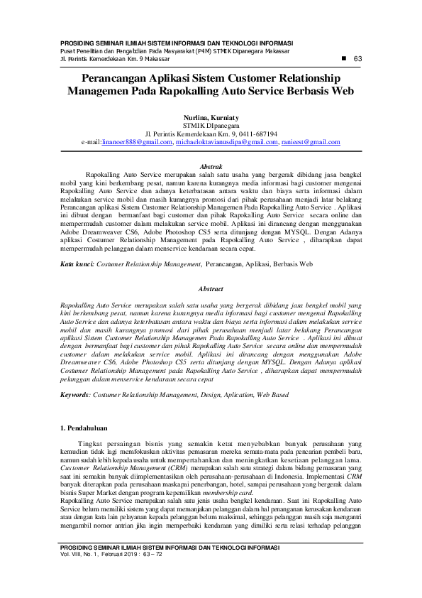 (PDF) PROSIDING SEMINAR ILMIAH SISTEM INFORMASI DAN TEKNOLOGI INFORMASI Pusat Penelitian dan ...