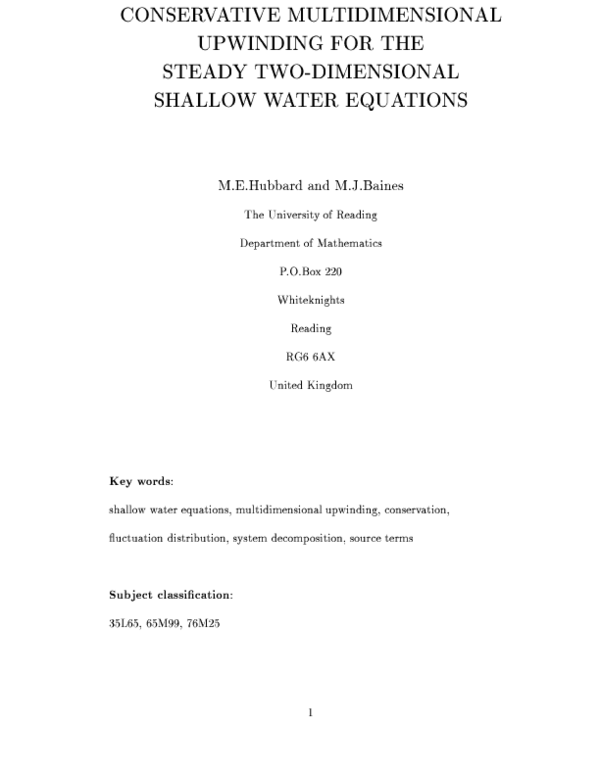 (PDF) Conservative Multidimensional Upwinding for the Steady Two ...