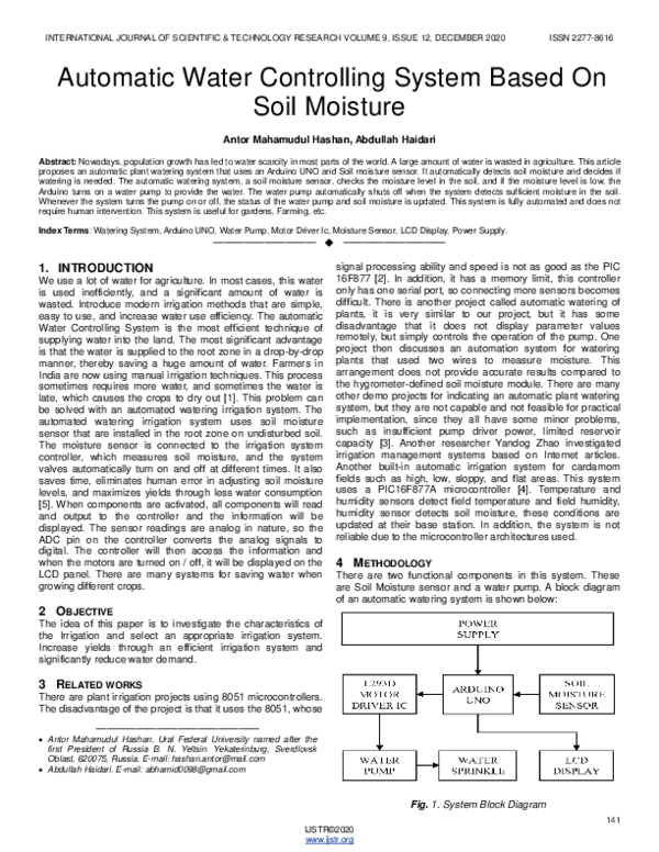 (PDF) Automatic Water Controlling System Based On Soil Moisture ...