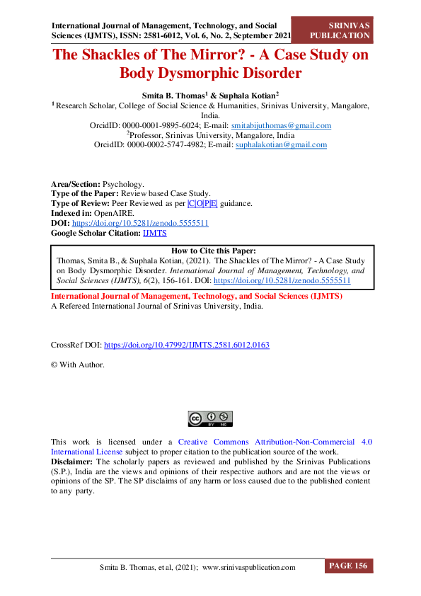 (PDF) The Shackles of The Mirror? - A Case Study on Body Dysmorphic ...