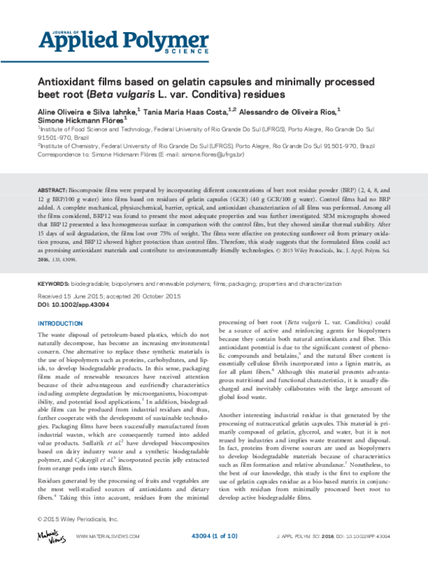 (PDF) Antioxidant films based on gelatin capsules and minimally ...