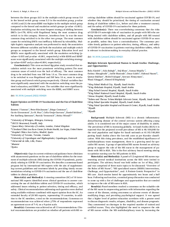 (PDF) Multiple Sclerosis Specialized Nurses in Saudi Arabia: Challenge, and Opportunities