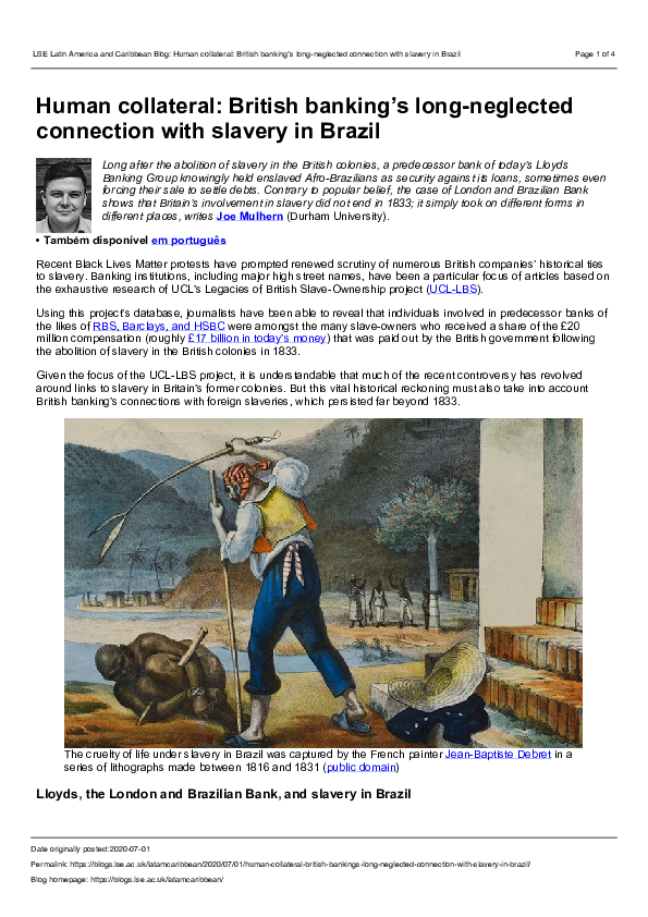 (PDF) Human collateral: British banking’s long-neglected connection ...