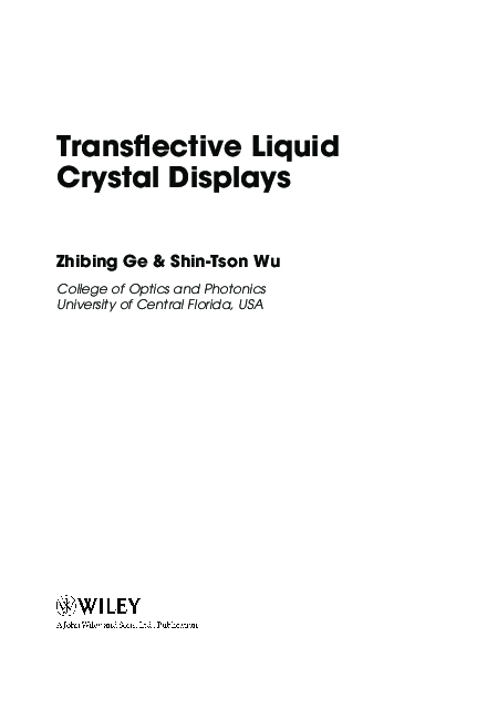 (PDF) Transflective Liquid Crystal Displays | Shin-Tson Wu - Academia.edu