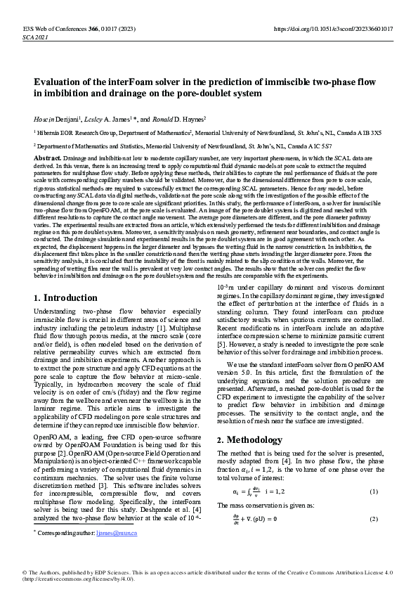 Pdf Evaluation Of The Interfoam Solver In The Prediction Of Immiscible Two Phase Flow In
