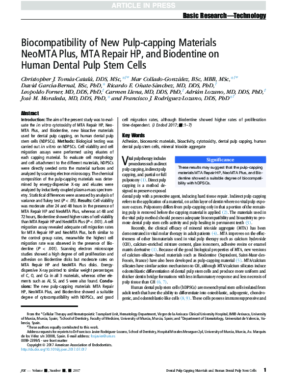 (PDF) Biocompatibility of New Pulp-capping Materials NeoMTA Plus, MTA ...