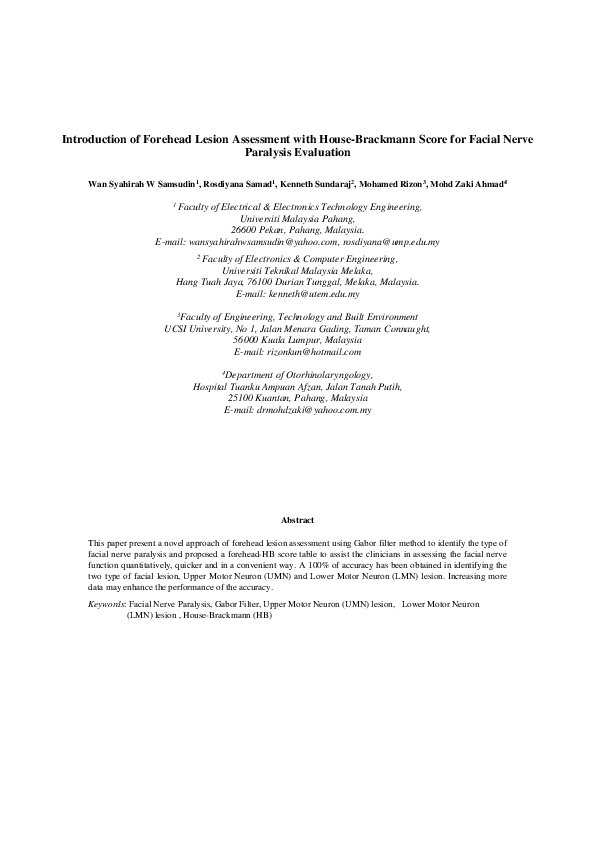 (PDF) Introduction of Forehead Lesion Assessment with House-Brackmann ...