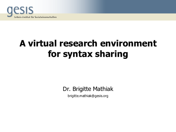 (PDF) A virtual research environment for syntax sharing