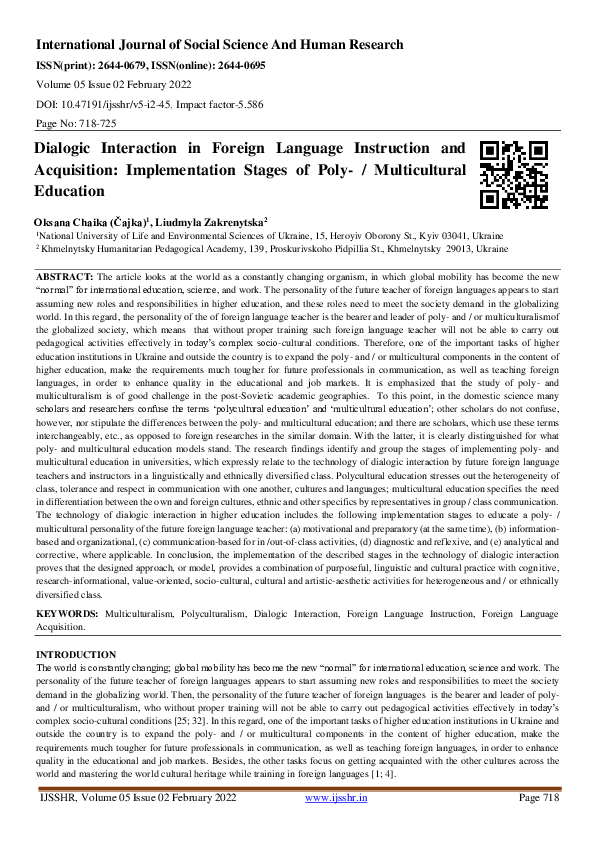 (PDF) Dialogic Interaction in Foreign Language Instruction and Acquisition: Implementation ...