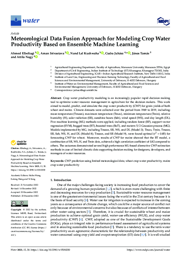 (PDF) Meteorological Data Fusion Approach for Modeling Crop Water Productivity Based on Ensemble ...