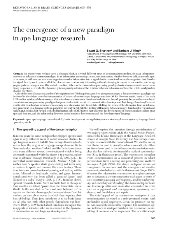 (PDF) The emergence of a new paradigm in ape language research