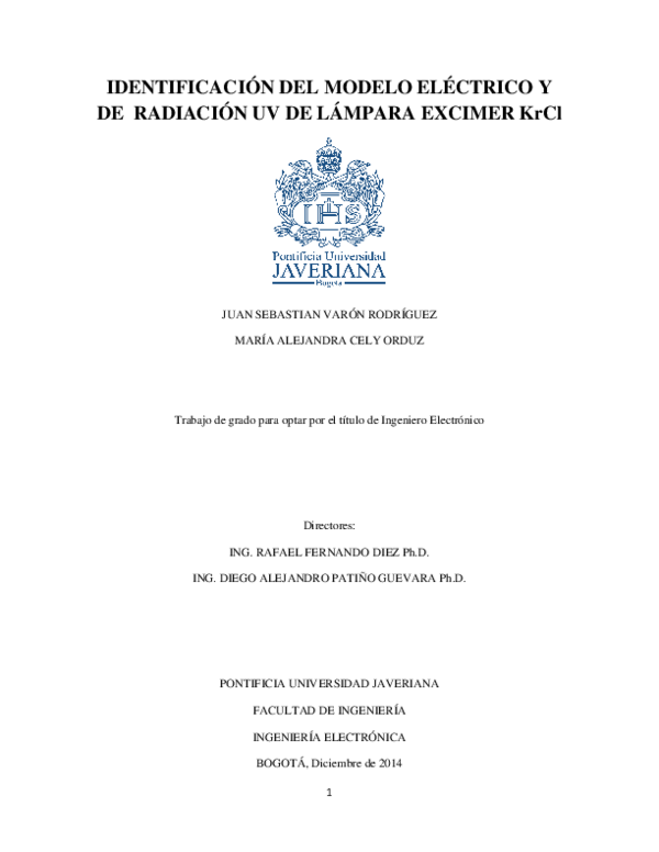 (PDF) Identificación del modelo eléctrico y de radiación UV de una ...