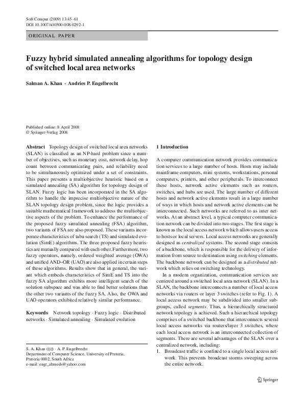 (PDF) Fuzzy Heuristic Approaches for SLAN Topology Design