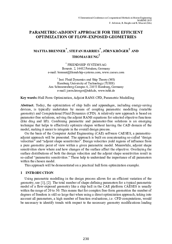 Pdf Parametric Adjoint Approach For The Efficient Optimization Of
