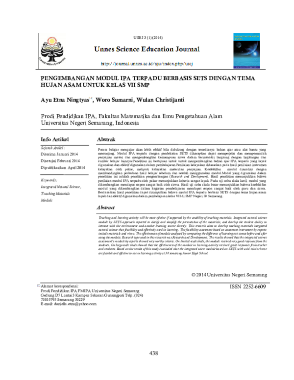 (PDF) Pengembangan Modul Ipa Terpadu Berbasis Sets Dengan Tema Hujan ...