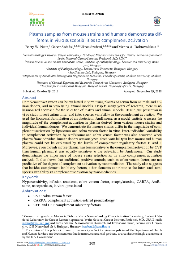 (PDF) Plasma samples from mouse strains and humans demonstrate ...