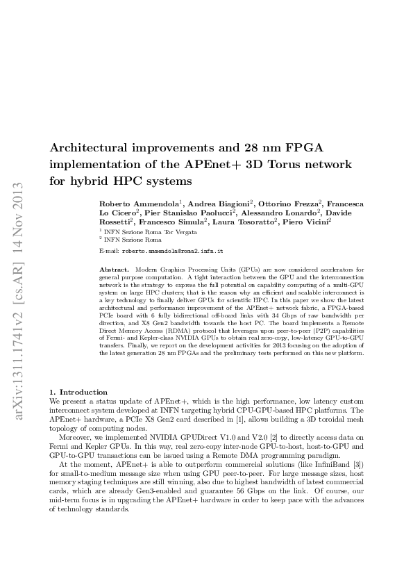 Pdf Architectural Improvements And 28 Nm Fpga Implementation Of The
