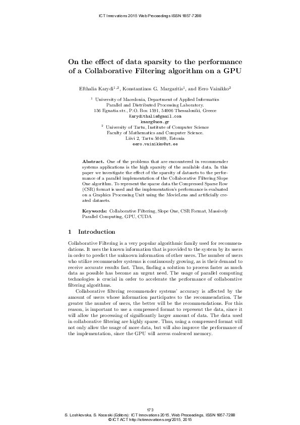 (PDF) On the effect of data sparsity to the performance of a ...