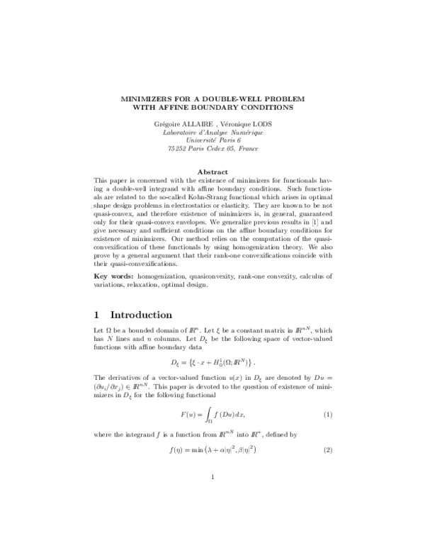 (PDF) Minimizers for a double-well problem with affine boundary conditions