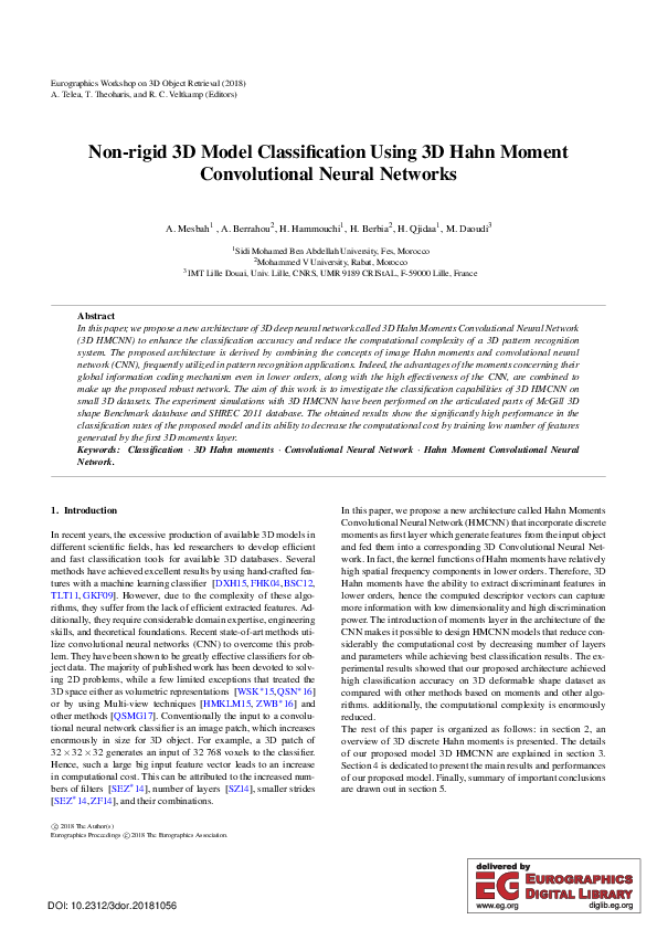 (PDF) Non-rigid 3D Model Classification Using 3D Hahn Moment Convolutional Neural Networks