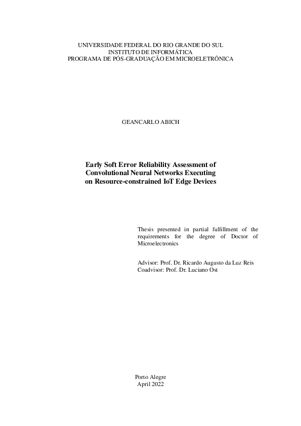 Pdf Early Soft Error Reliability Assessment Of Convolutional Neural Networks Executing On