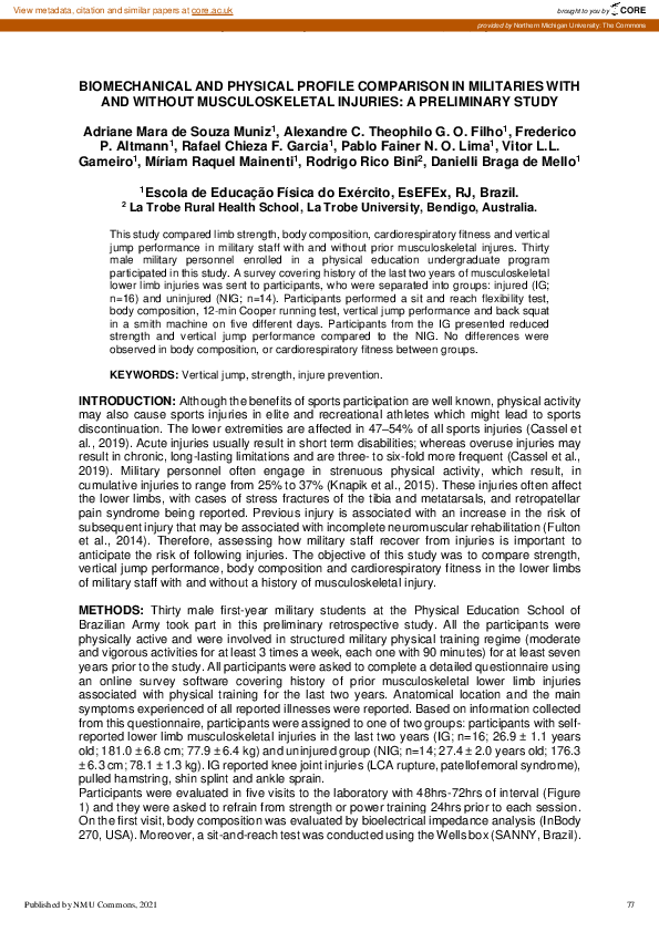 (PDF) Biomechanical and Physical Profile Comparison in Militaries with ...