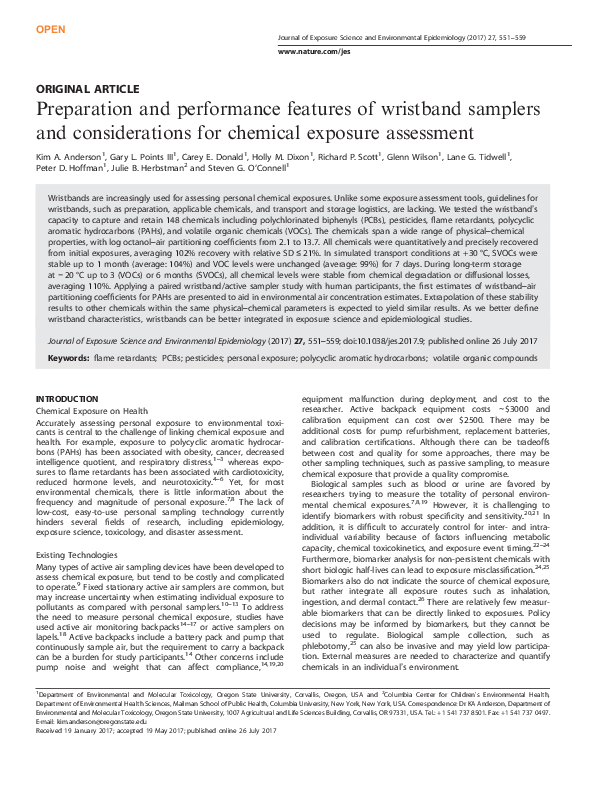 (PDF) Preparation and performance features of wristband samplers and ...