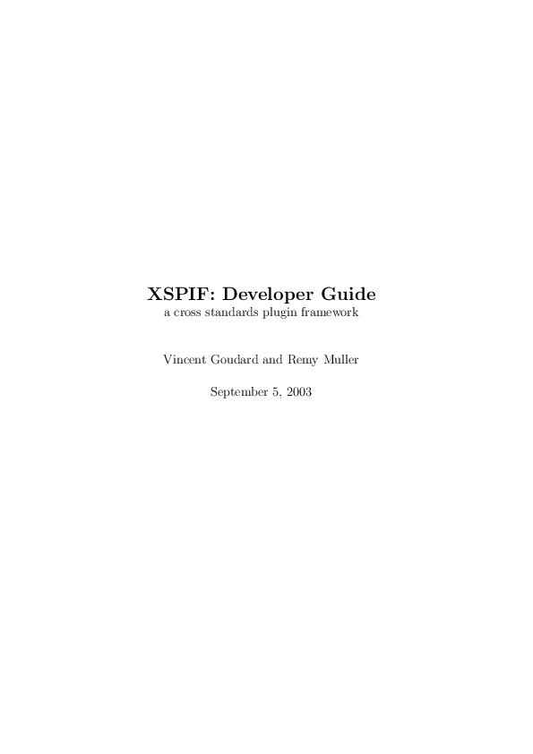 (PDF) XSPIF: Developer Guide a cross standards plugin framework ...