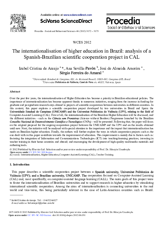 (PDF) The Internationalisation of Higher Education in Brazil: Analysis ...