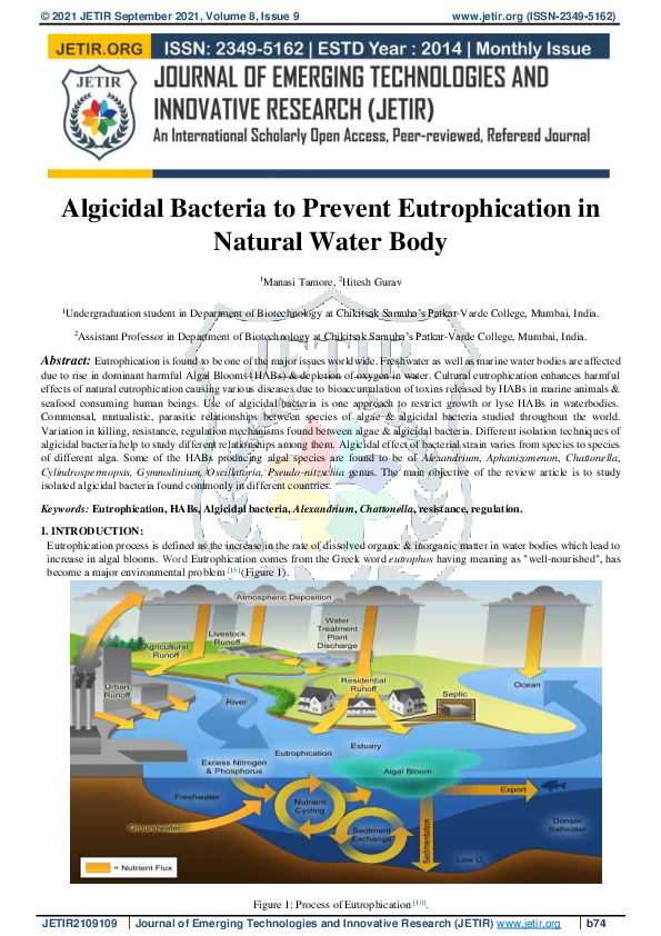 (PDF) Algicidal Bacteria to Prevent Eutrophication in Natural Water body