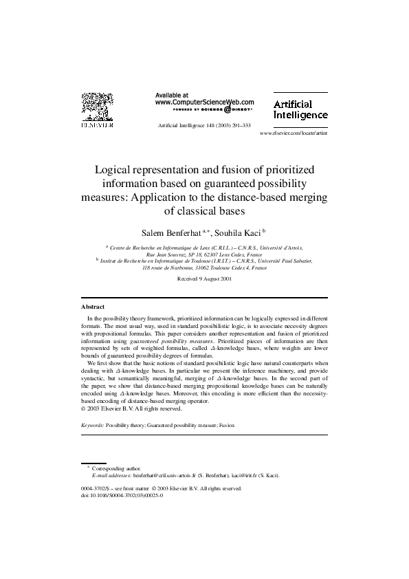 (PDF) Logical representation and fusion of prioritized information based on guaranteed ...