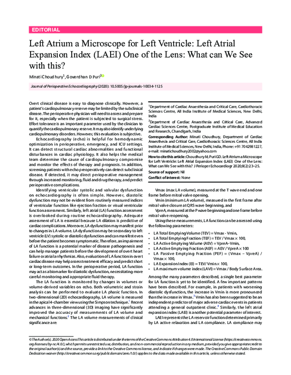 (PDF) Left Atrium a Microscope for Left Ventricle: Left Atrial ...