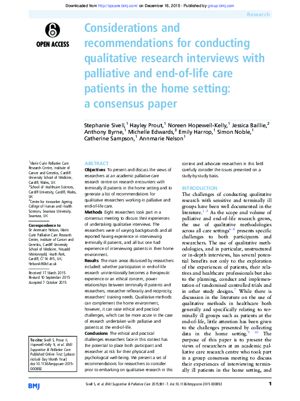 (PDF) Considerations and recommendations for conducting qualitative ...