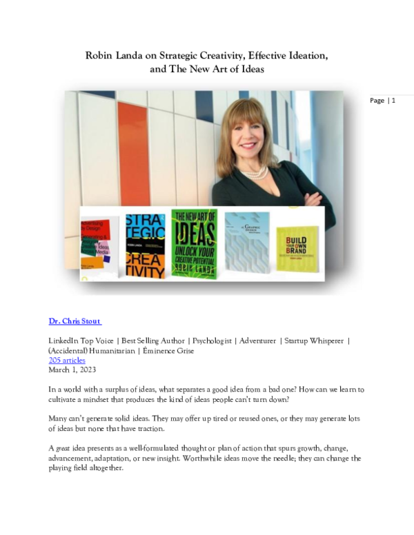 (PDF) Robin Landa on Strategic Creativity, Effective Ideation, and The ...