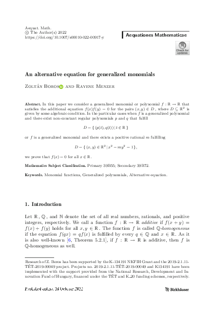 (PDF) An alternative equation for generalized monomials