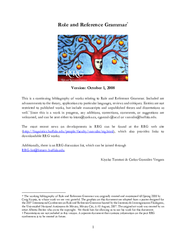 (PDF) 1 Role and Reference Grammar*