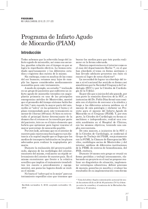 (PDF) Programa de Infarto Agudo de Miocardio (PIAM)