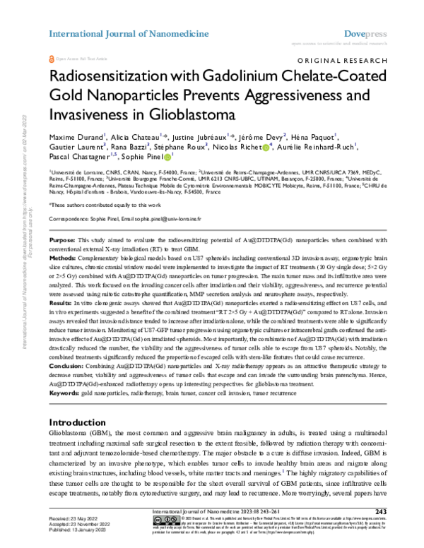 (PDF) Radiosensitization with Gadolinium Chelate-Coated Gold ...