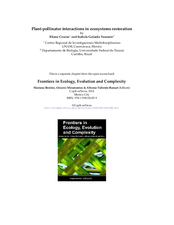 (PDF) Frontiers in Ecology, Evolution and Complexity