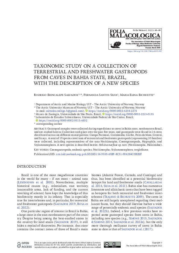 (PDF) TAXONOMIC STUDY ON A COLLECTION OF TERRESTRIAL AND FRESHWATER ...