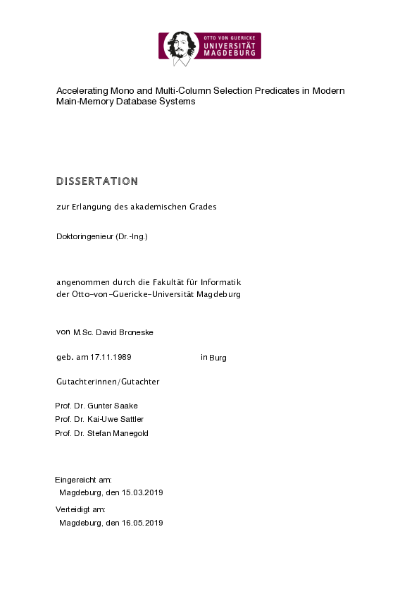 Pdf Accelerating Mono And Multi Column Selection Predicates In Modern Main Memory Database