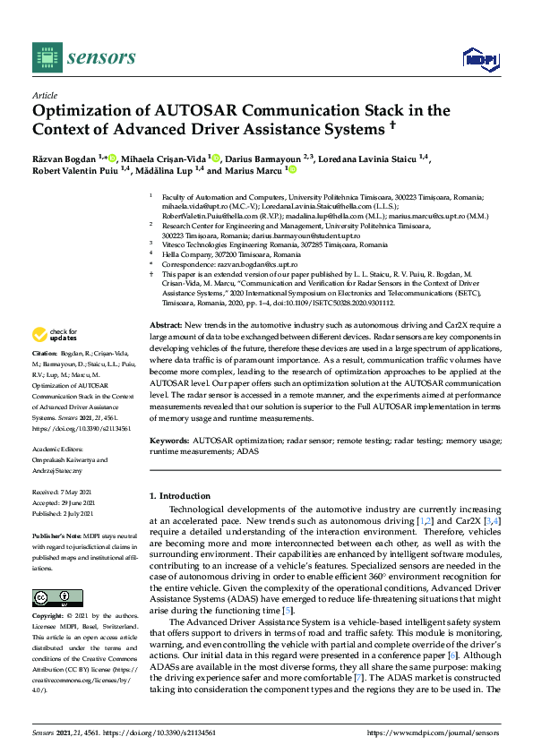 (PDF) Optimization of AUTOSAR Communication Stack in the Context of ...