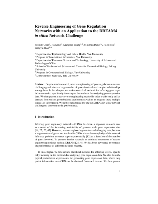 (PDF) Reverse Engineering of Gene Regulation Networks with an Application to the DREAM4 in ...